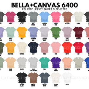 Bella Canvas 6400 Editable Color Chart + Size Chart + PNG Transparent ...