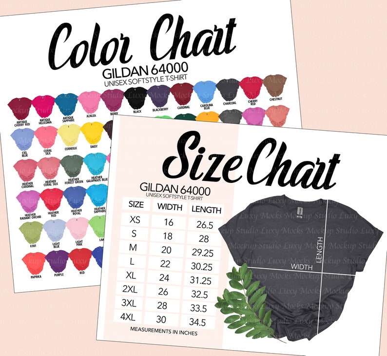 Gildan 64000 G640 Editable Custom Color Chart Create Any - Etsy