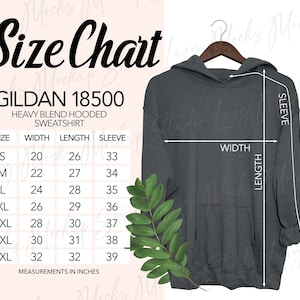 Gildan 18500 G185 Color Chart Size Chart Bundle Unisex Hoodie 2 JPEG ...