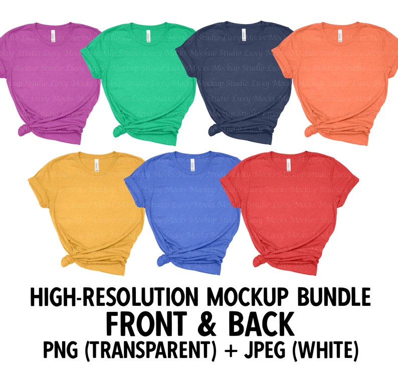 Women's Style Knot Bella Canvas 3001 Front and Back Mockup - Etsy