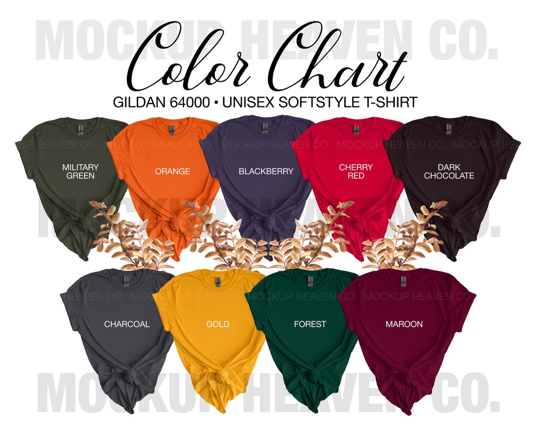 Gildan 64000 Fall Color Chart Gildan Softstyle T-shirt G640 Feat. Women ...