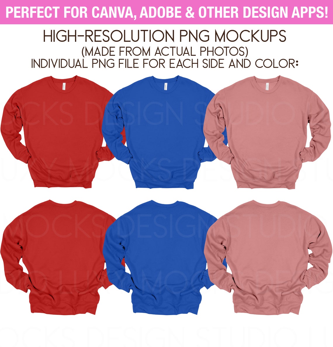 Bella Canvas 3945 Front and Back PNG Transparent Mockup Bundle Unisex ...
