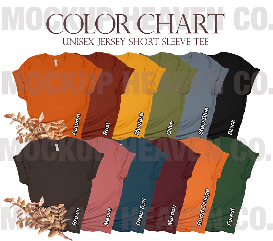 Bella Canvas 3001 Color Chart: Fall Autumn Theme (JPEG) - Etsy