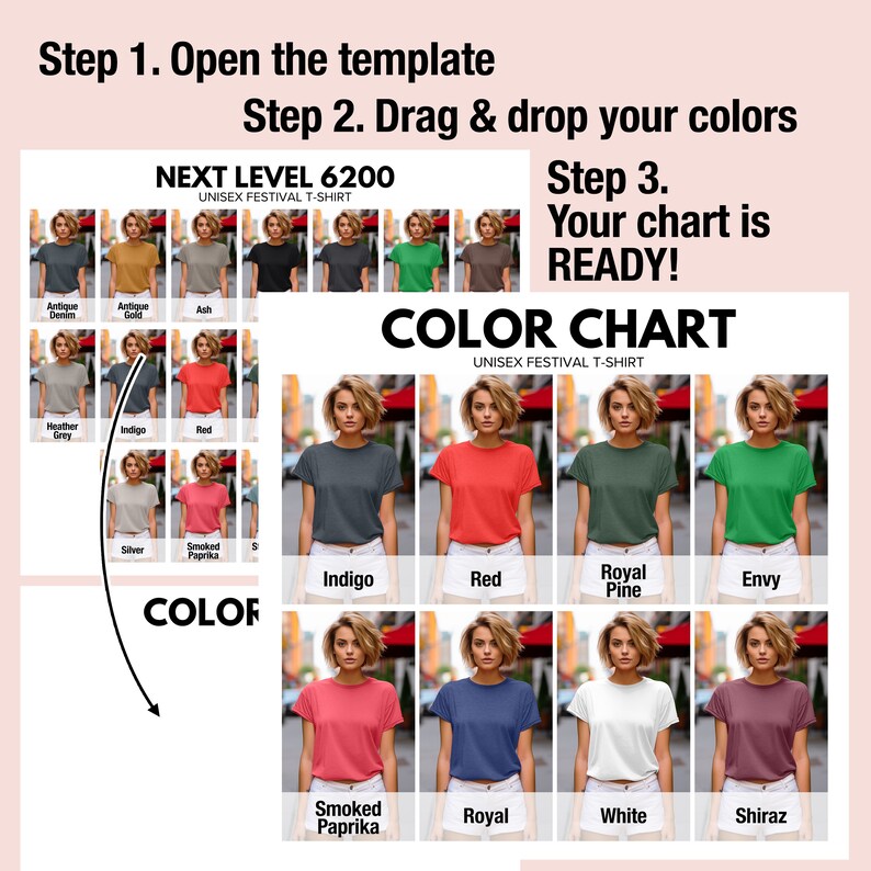 Next Level 6200 Color Chart Canva Template + Size Chart - Etsy
