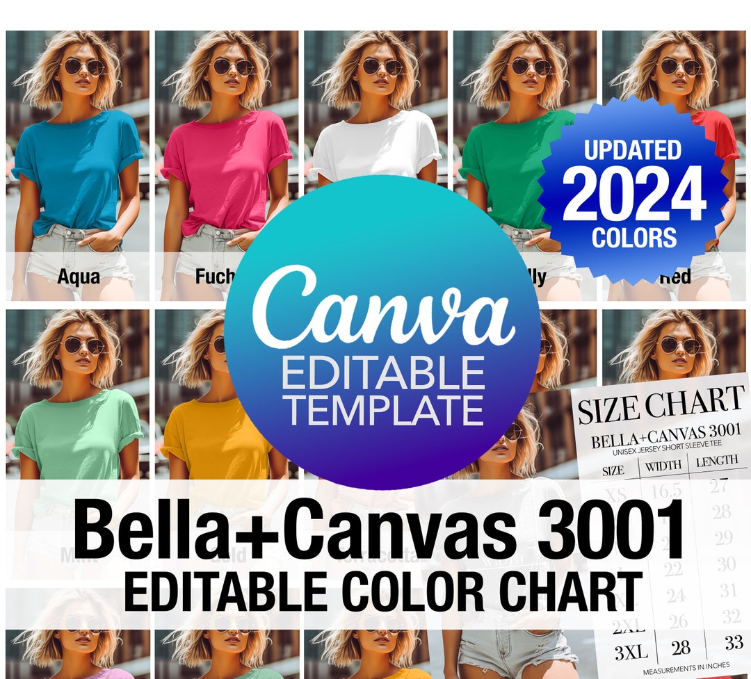 Bella Canvas 3001 T-shirt Color Chart Canva Template (digital Download ...