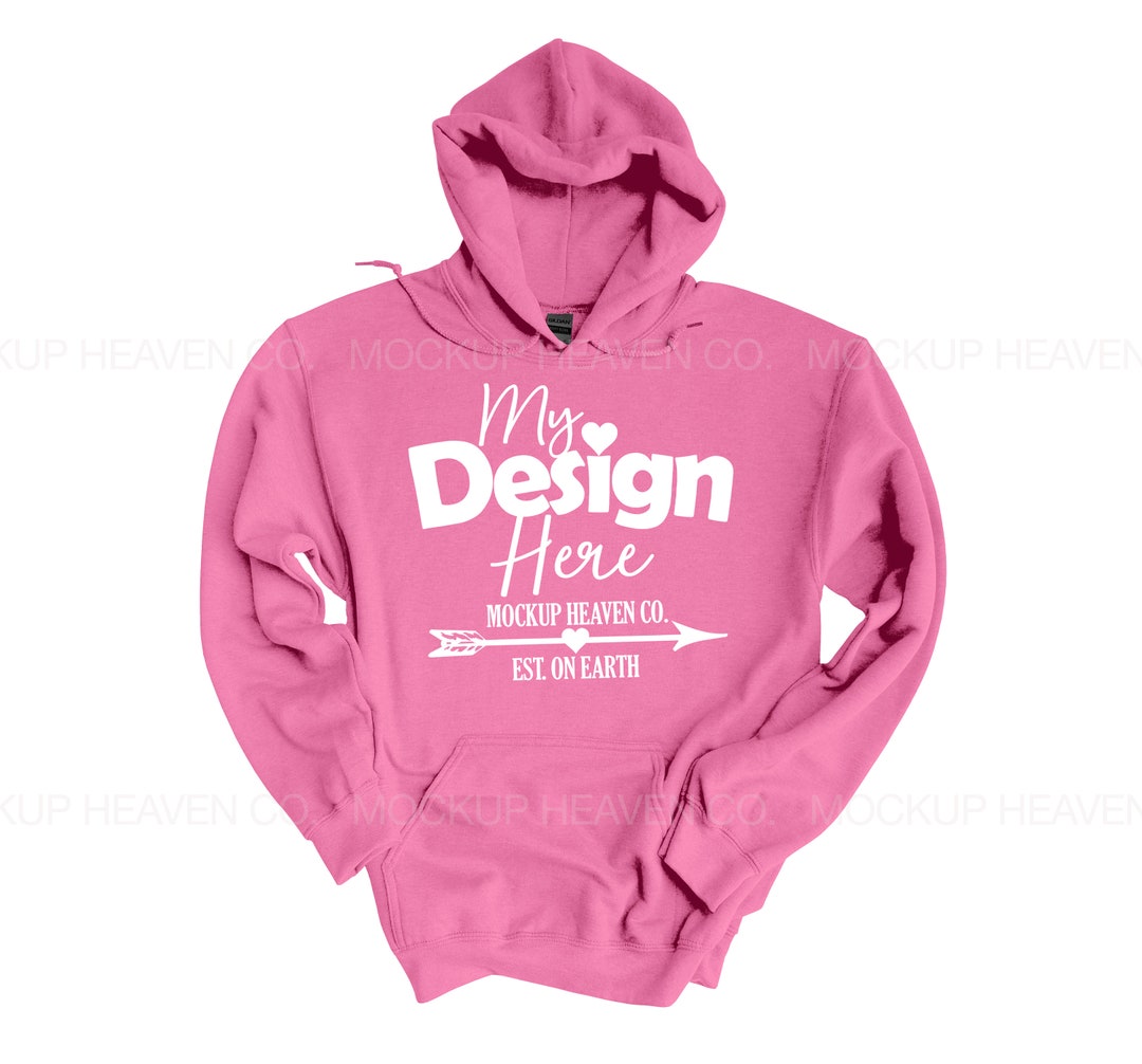 Gildan 18500 G185 Mockup Azalea Color Heavy Blend Hooded Sweatshirt ...