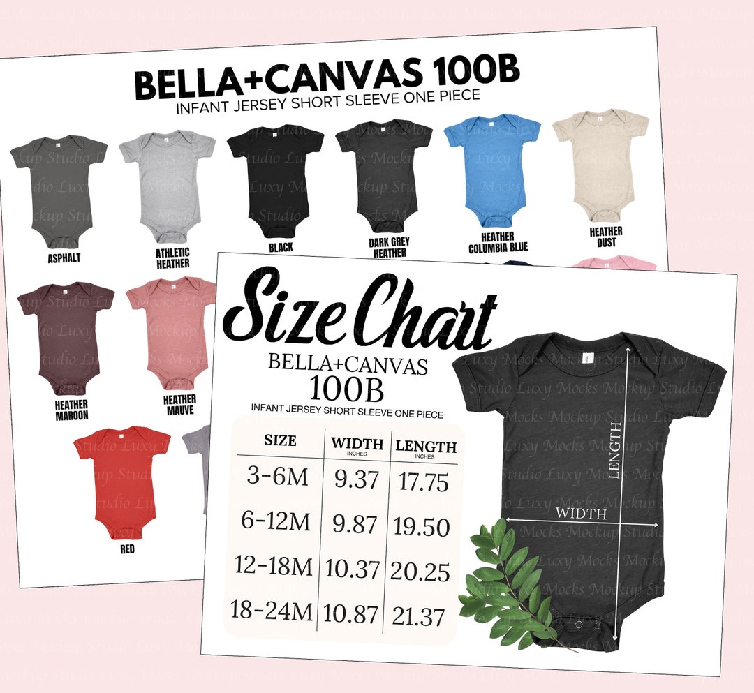 Bella Canvas 100B Baby Onsie Color Chart + Size Chart (2 JPEG Files) - Etsy