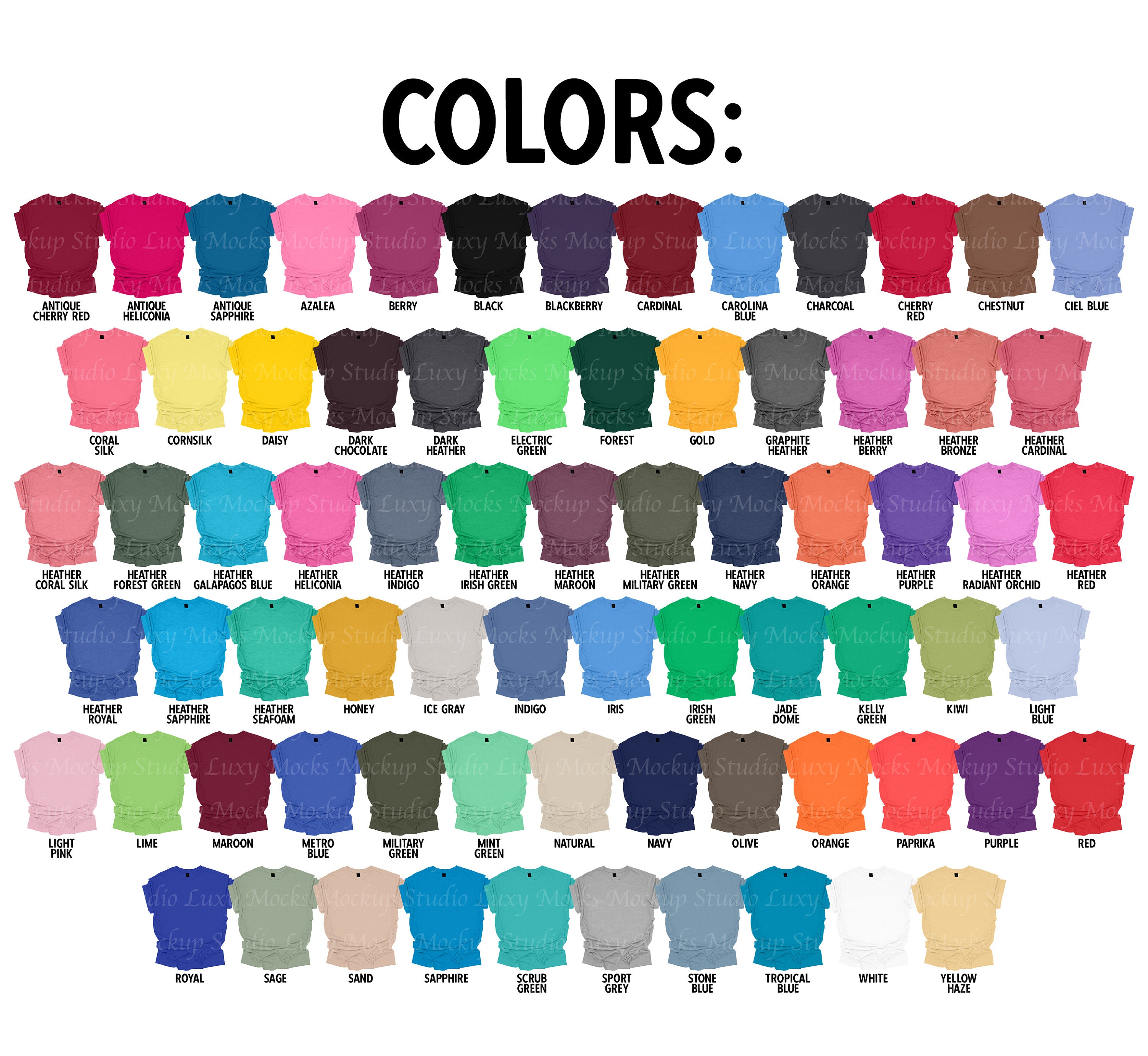 Gildan 64000 Color Chart 70 Colors Gildan Softstyle T Shirt
