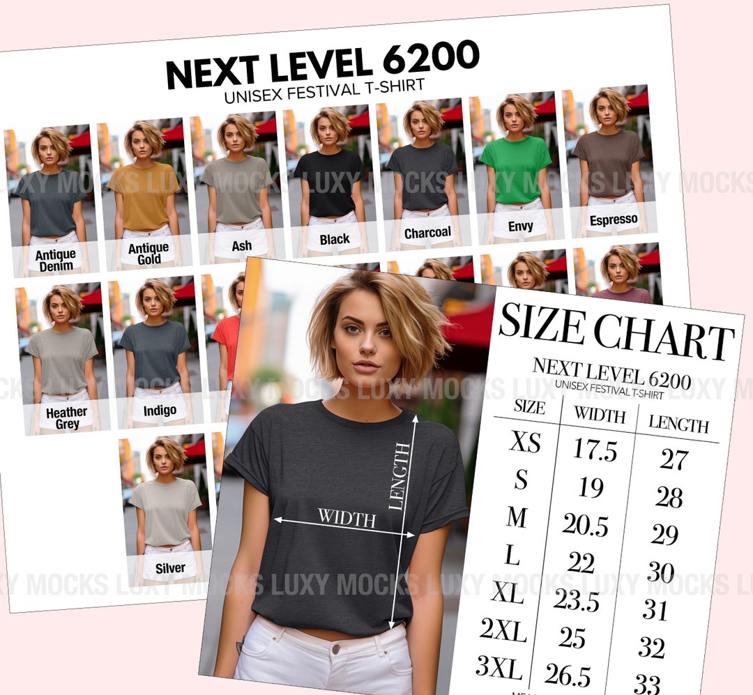 Next Level 6200 Color Chart & Size Chart (digital Download) - Etsy