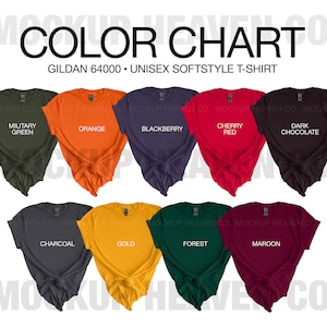 Gildan 64000 Fall Color Chart: Softstyle T-shirt Mockup (JPEG) - Etsy