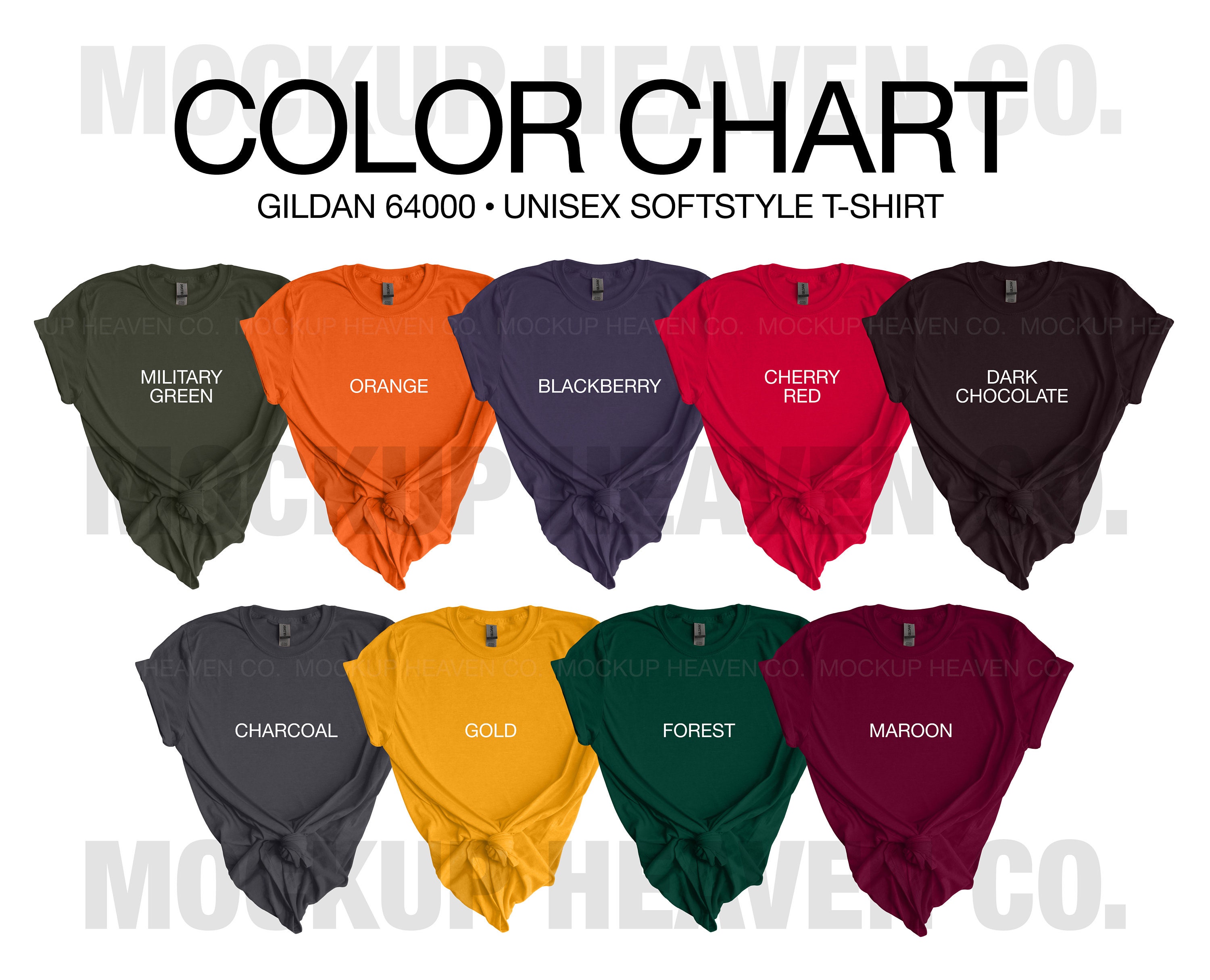 Gildan 64000 Fall Color Chart Gildan Softstyle T-shirt G640 - Etsy