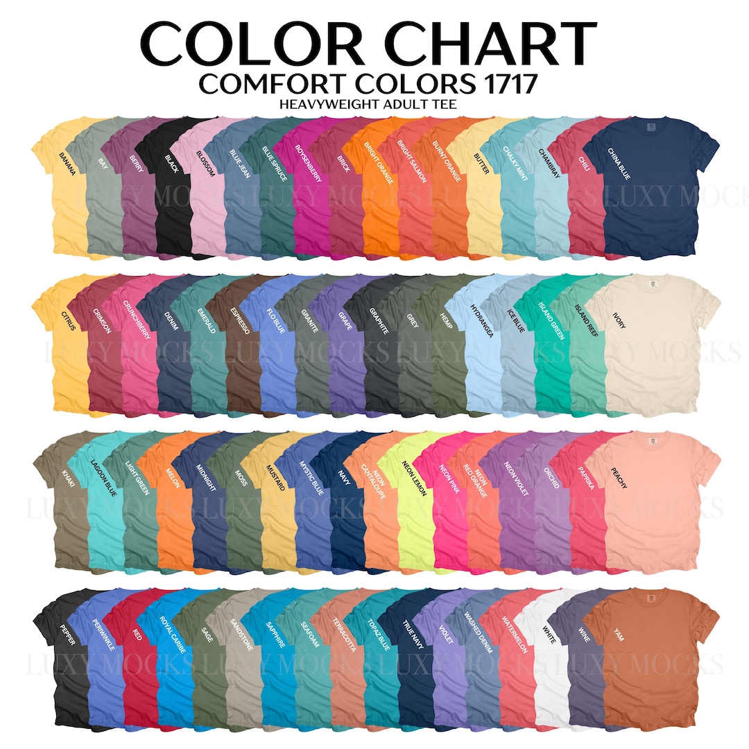 Comfort Colors 1717 Color Chart (JPEG Digital Download) - Etsy