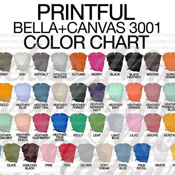 Printful Color Chart - Etsy