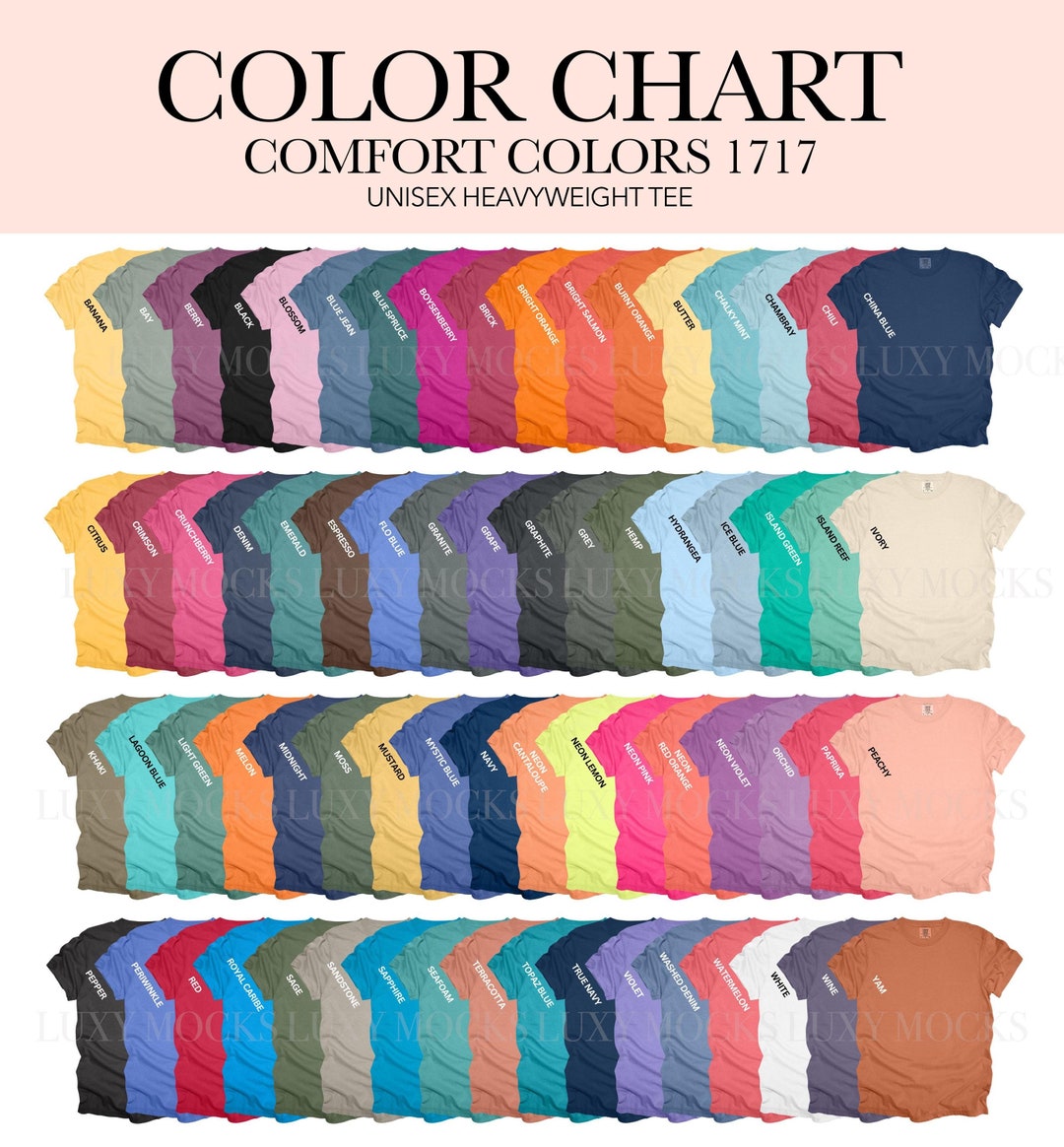Comfort Colors 1717 Color Chart: High Resolution JPEG (digital Download ...