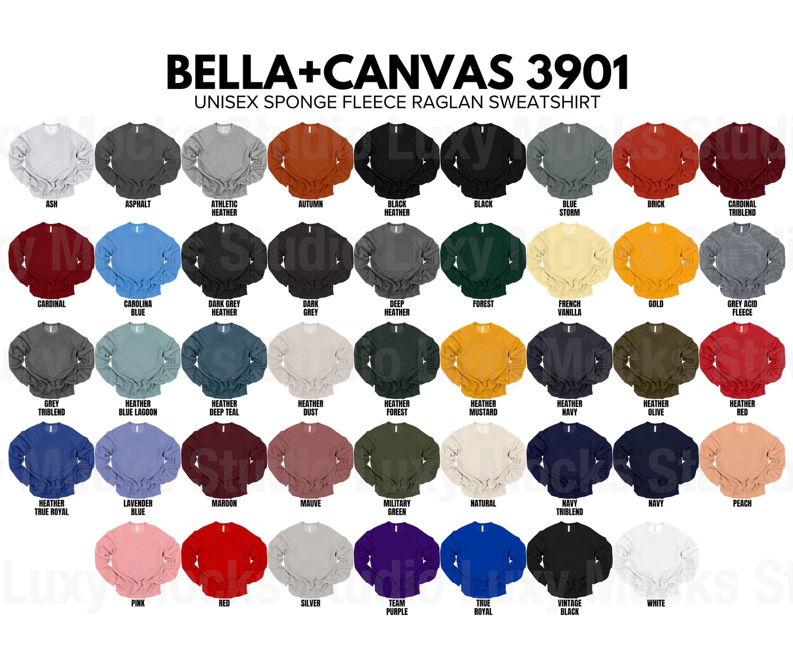 Bella Canvas 3901 Canva Template Editable Color Chart Size Chart PNG ...