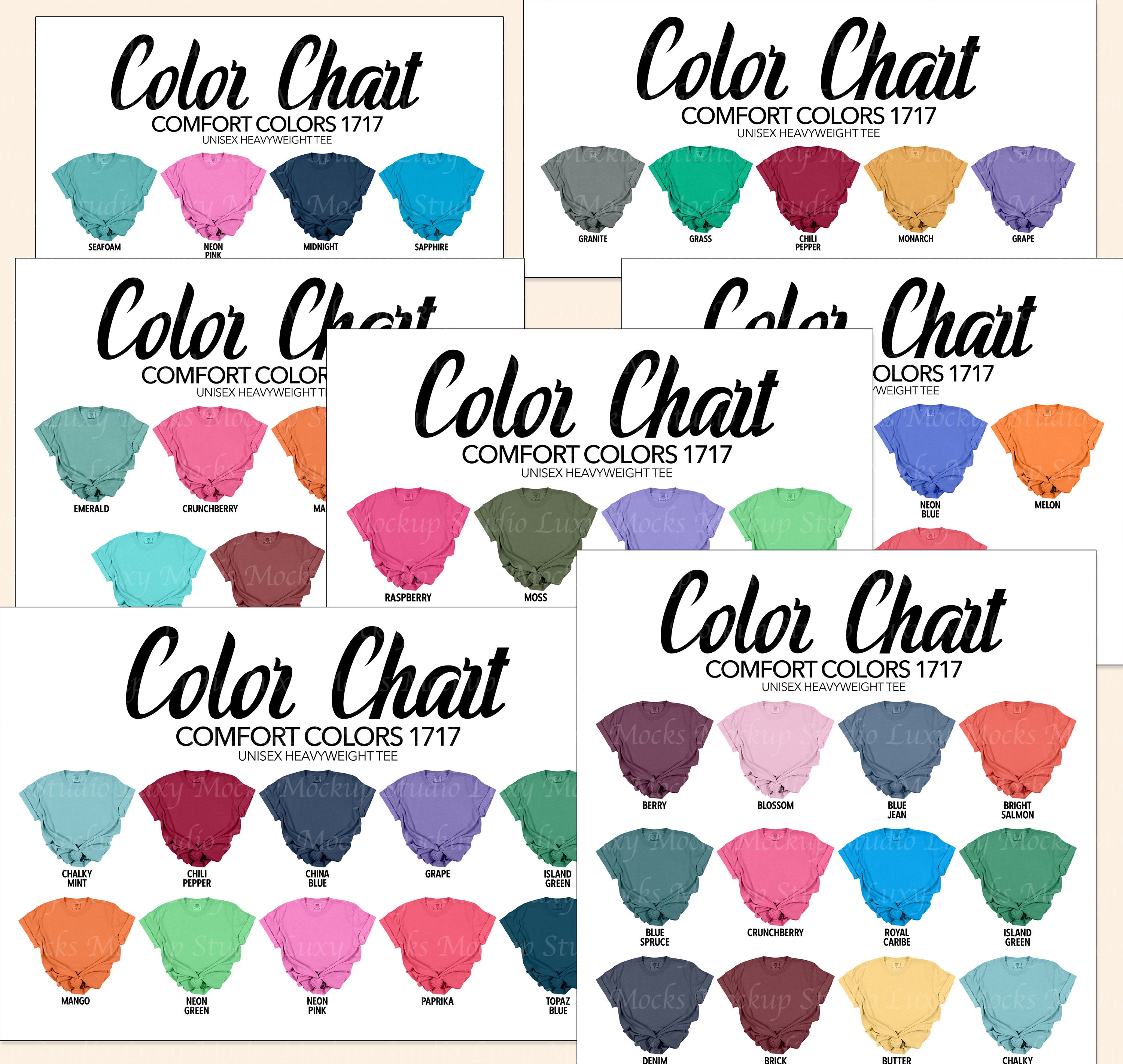 Comfort Colors 1717 Color Chart & Mockup Bundle (PNG, Editable) - Etsy