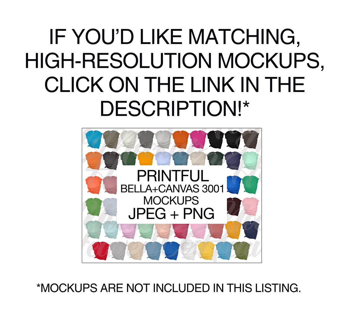 Bella Canvas 3001 Color Chart & Size Chart Bundle (printful Colors ...