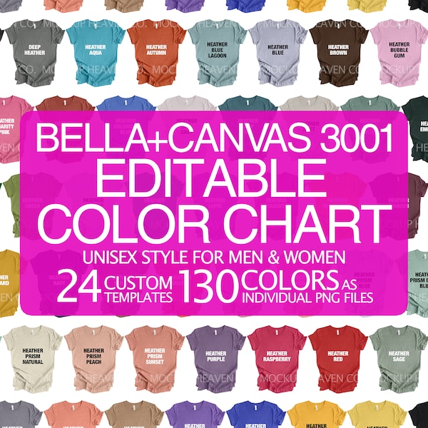 Bella Canvas 3001 Color Chart Monster Digital - Etsy