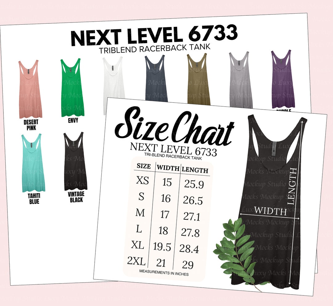 Next Level 6733 Color Chart + Size Chart Bundle | Instant Download JPEG ...