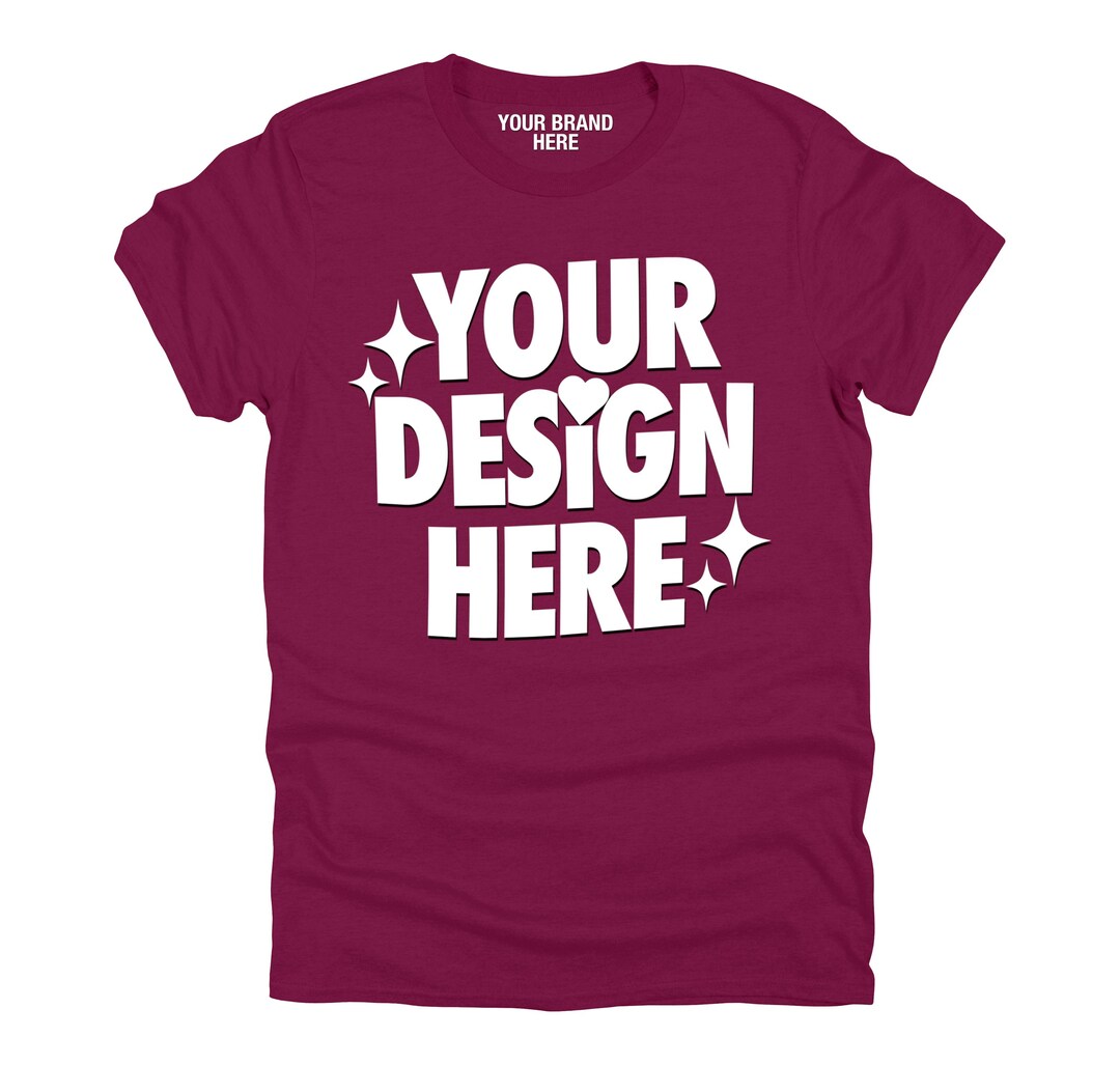 Berry Gildan 5000 T-shirt Mockup: Unisex Flat Lay (1 Jpeg File ...
