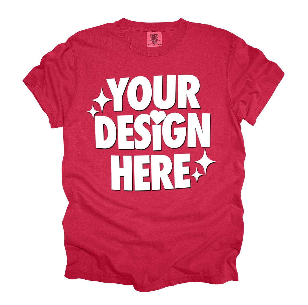Red Comfort Colors 1717 T-shirt Mockup: Unisex Flat Lay (digital ...