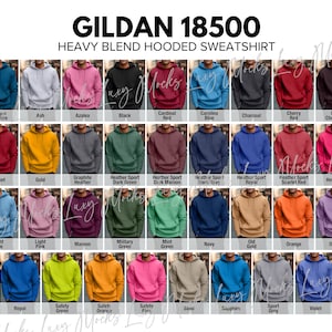 Gildan 18500 G185 Color Chart | Men's Style Hooded Sweatshirt Color ...