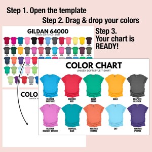 Gildan 64000 Color Chart & Mockup Bundle: Canva Editable Template - Etsy