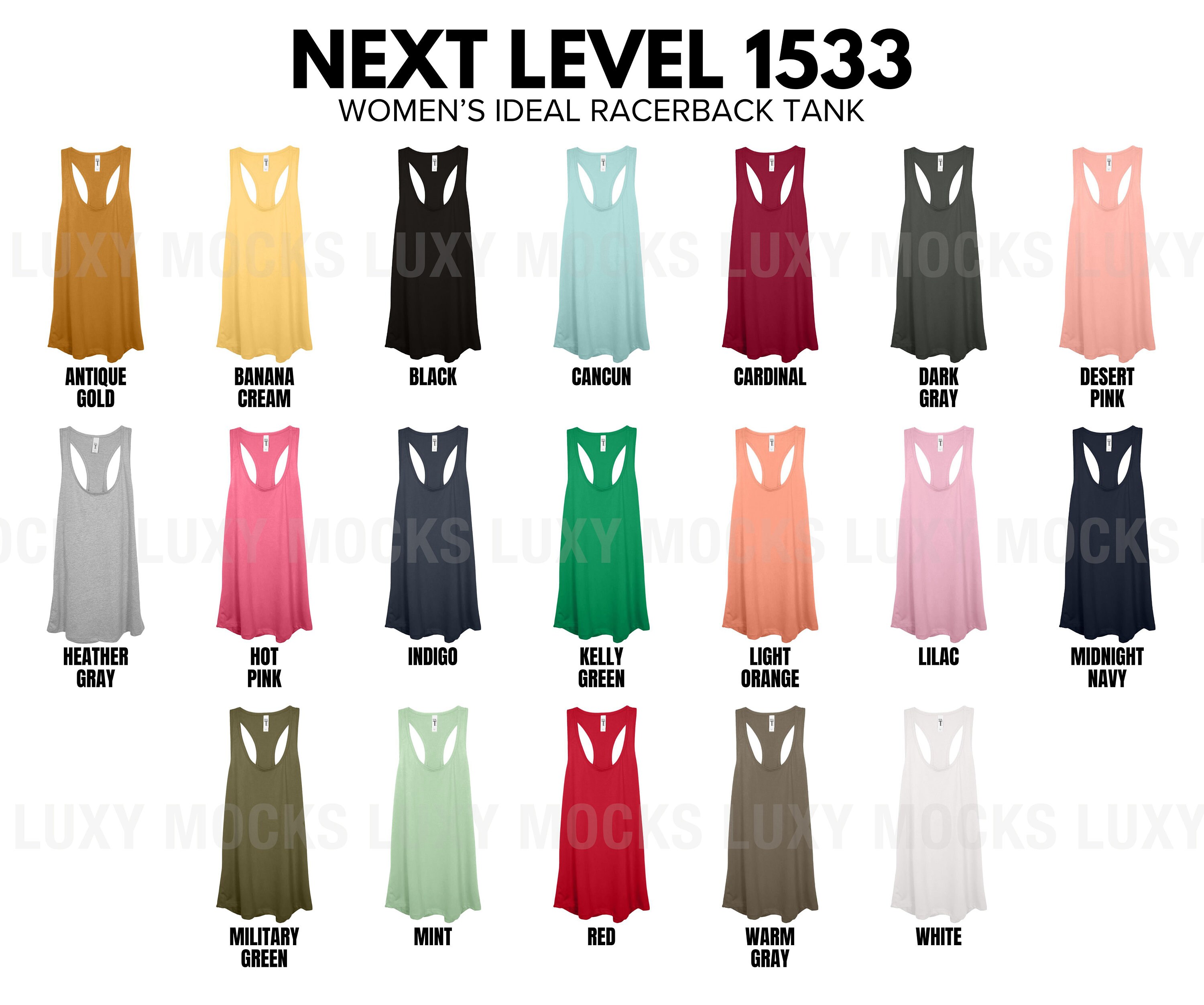 Next Level 1533 Tank Top Color & Size Chart (2 JPEG Files) (instant ...