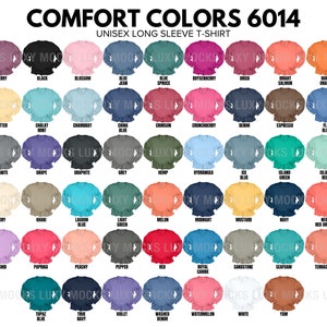 Comfort Colors 6014 Color Chart + Size Chart (JPEG Files) - Etsy
