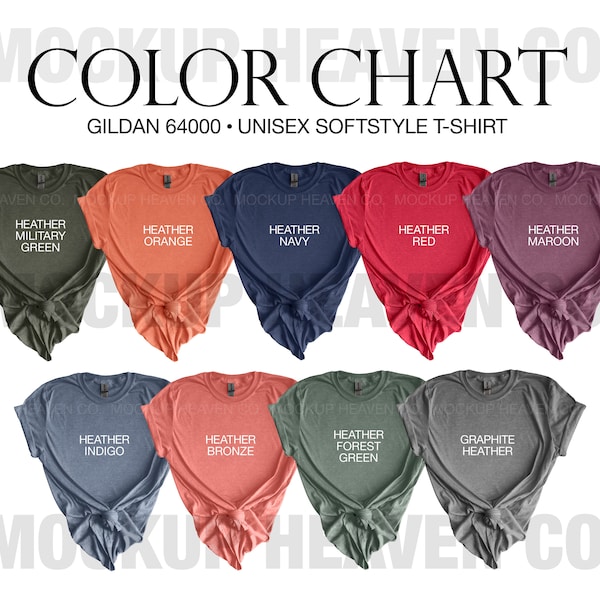 Gildan Softstyle Heather Color Chart - Etsy