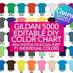 Gildan 5000 Color Chart & Size Chart Canva Template (PNG) - Etsy