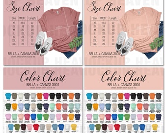 Bella Canvas 3001 Color Chart Size Chart in 2 Colors Print on Demand T ...