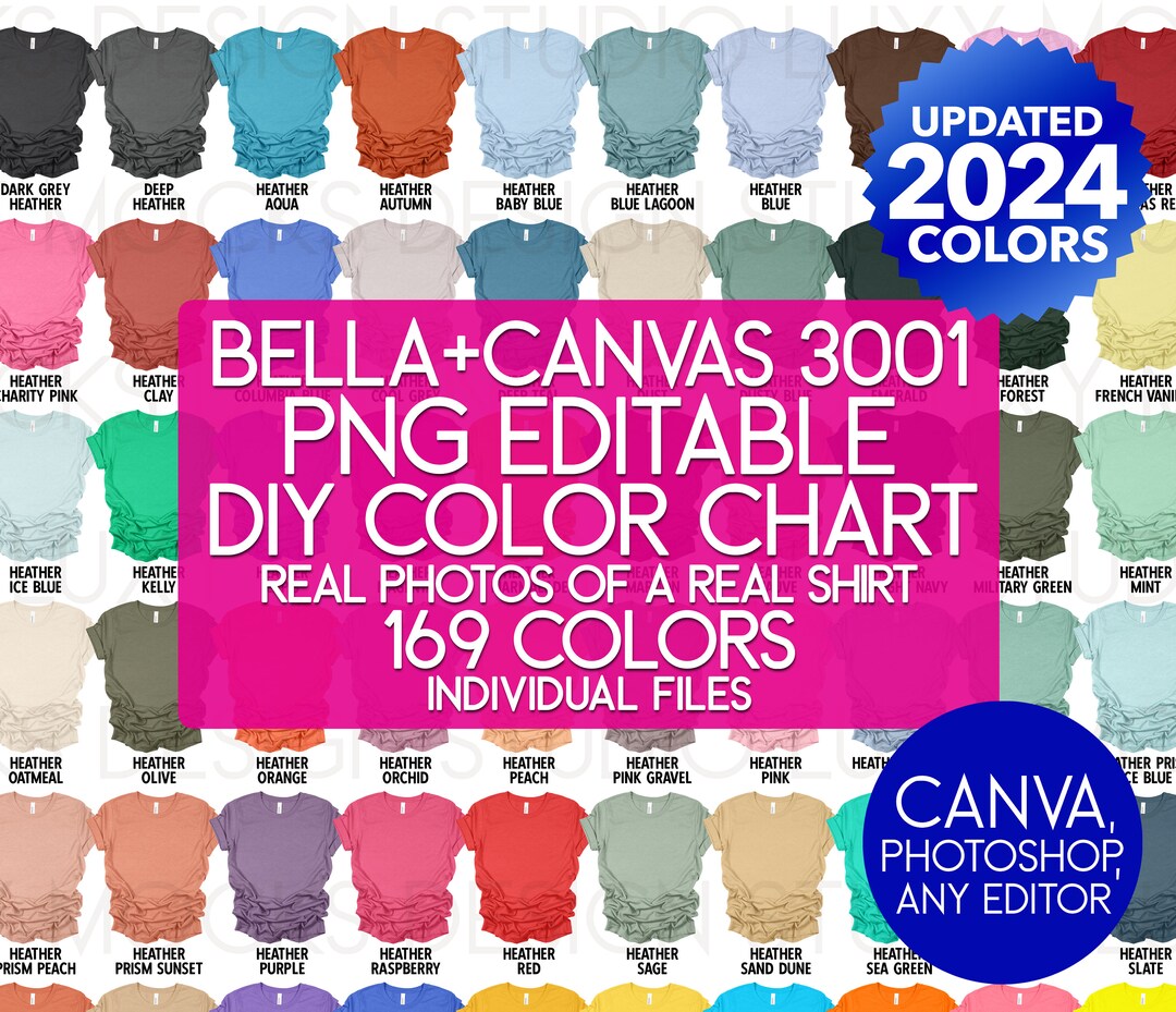 PNG Editable Color Chart for Bella Canvas 3001 Unisex T-shirt | DIY ...