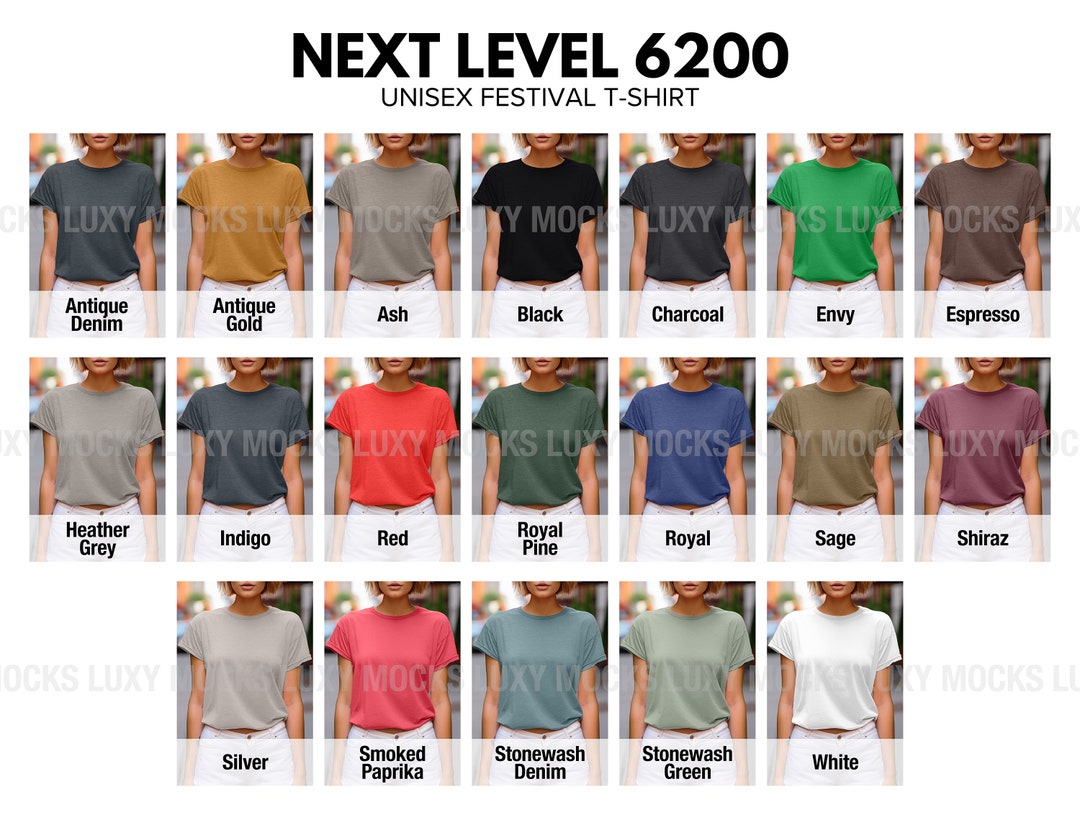 Next Level 6200 Women's Color Chart JPEG Format Non-editable Version ...