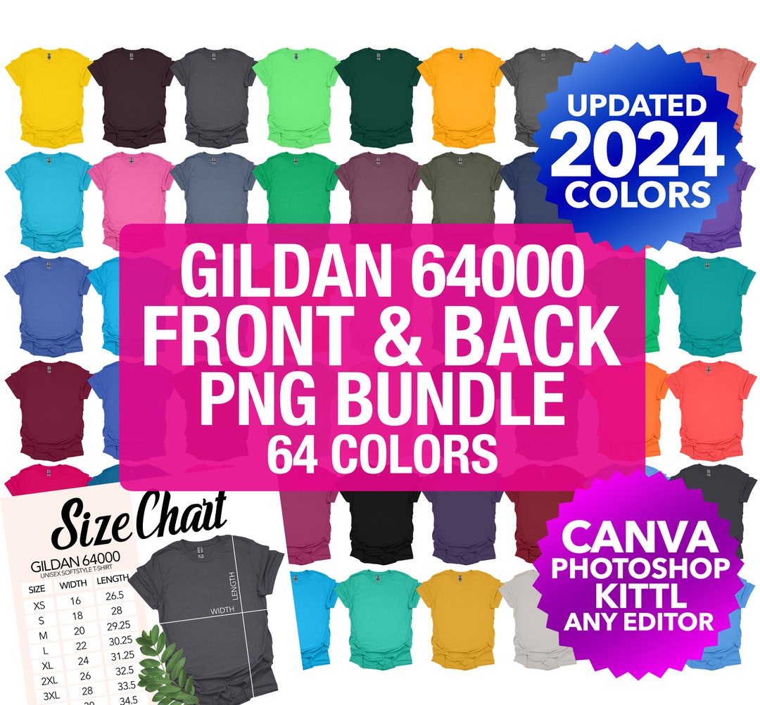 Gildan 64000 G640 Front and Back PNG Transparent Mockup Bundle Men ...