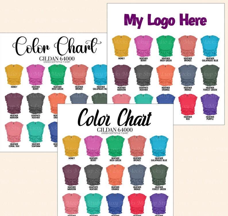 Editable DIY Color Chart Gildan 64000 G640 Softstyle T-shirt - Etsy