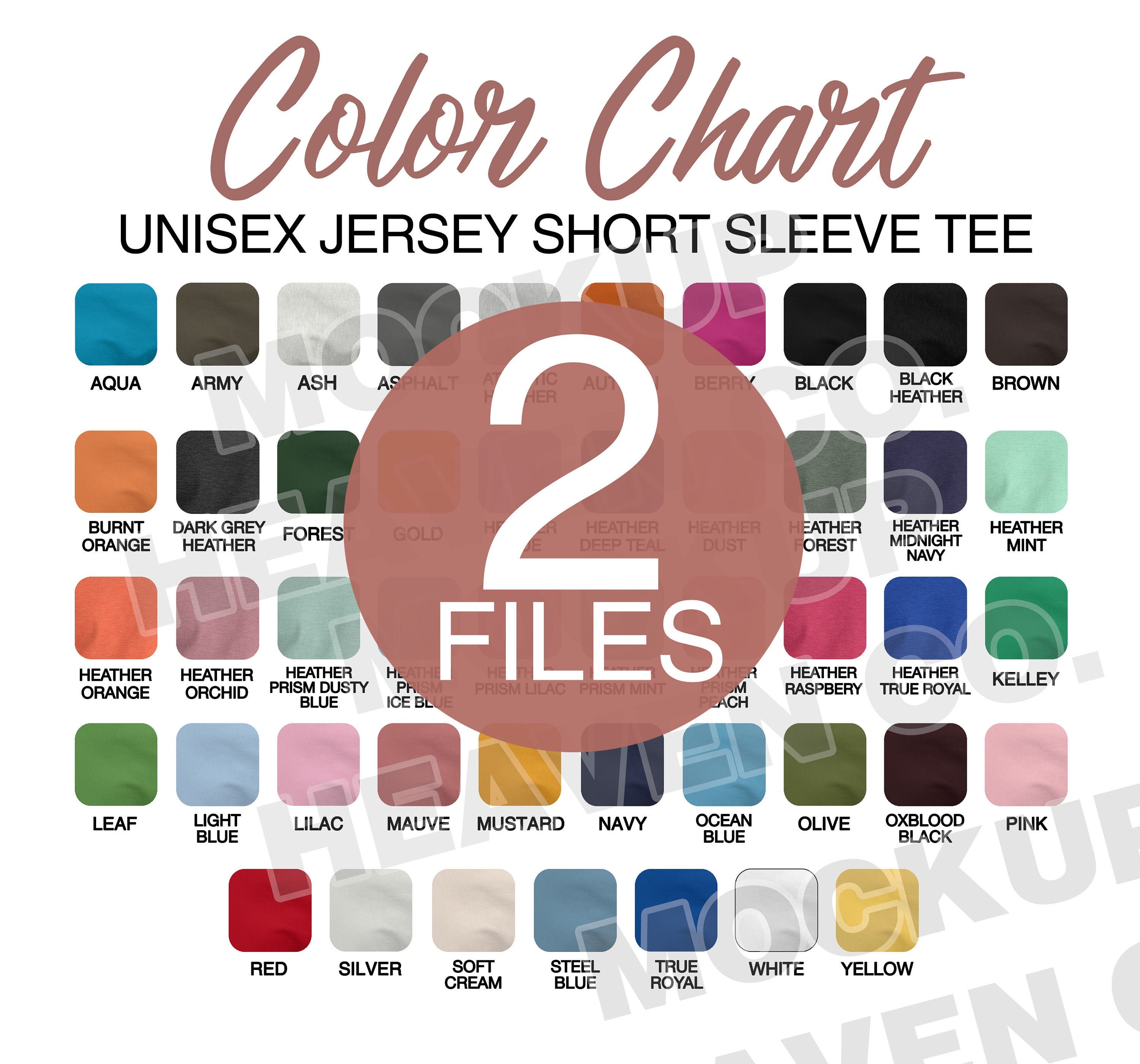 Printful Color Chart for Bella Canvas 3001 Unisex T-shirt - Etsy