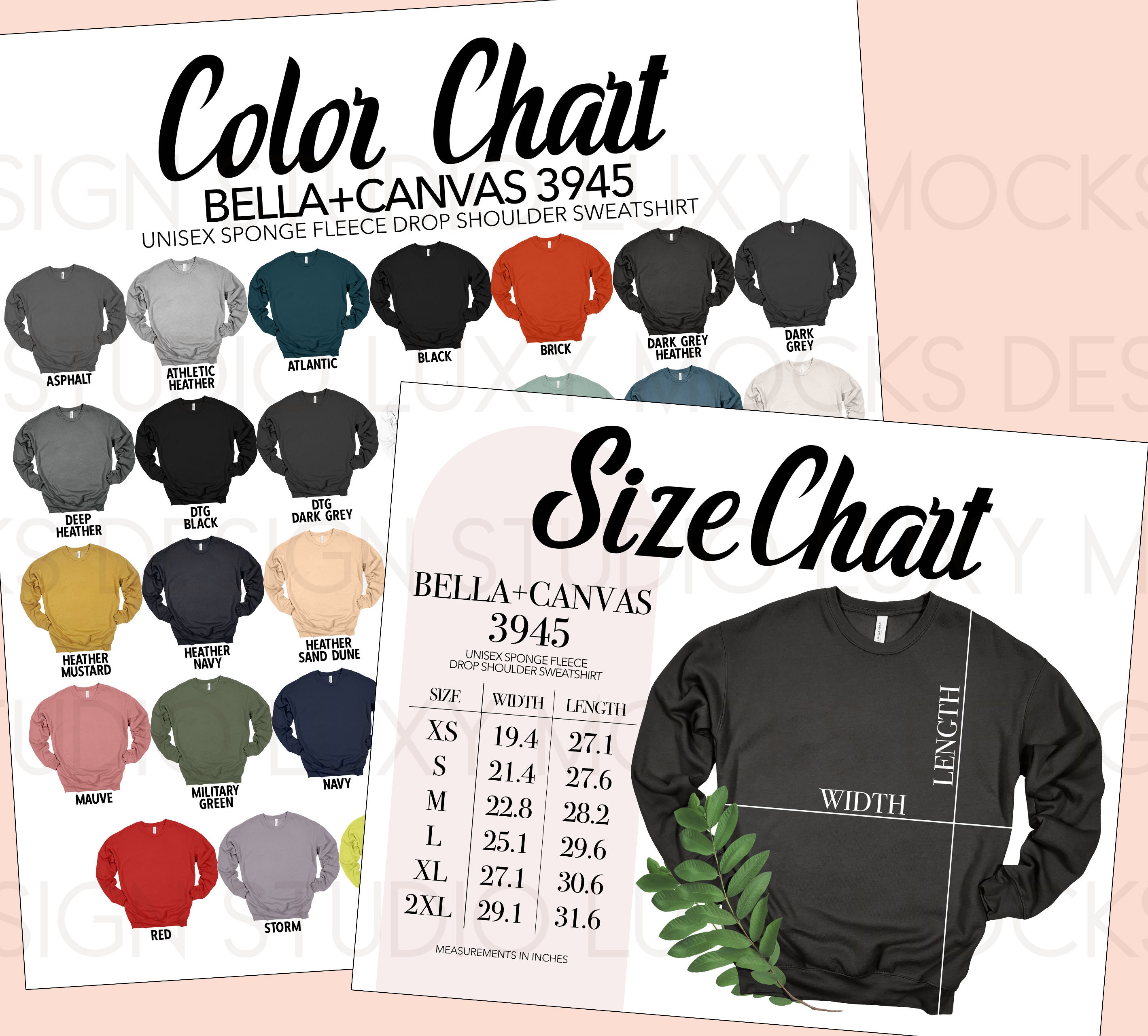 Bella Canvas 3945 Front and Back PNG Transparent Mockup Bundle Unisex ...