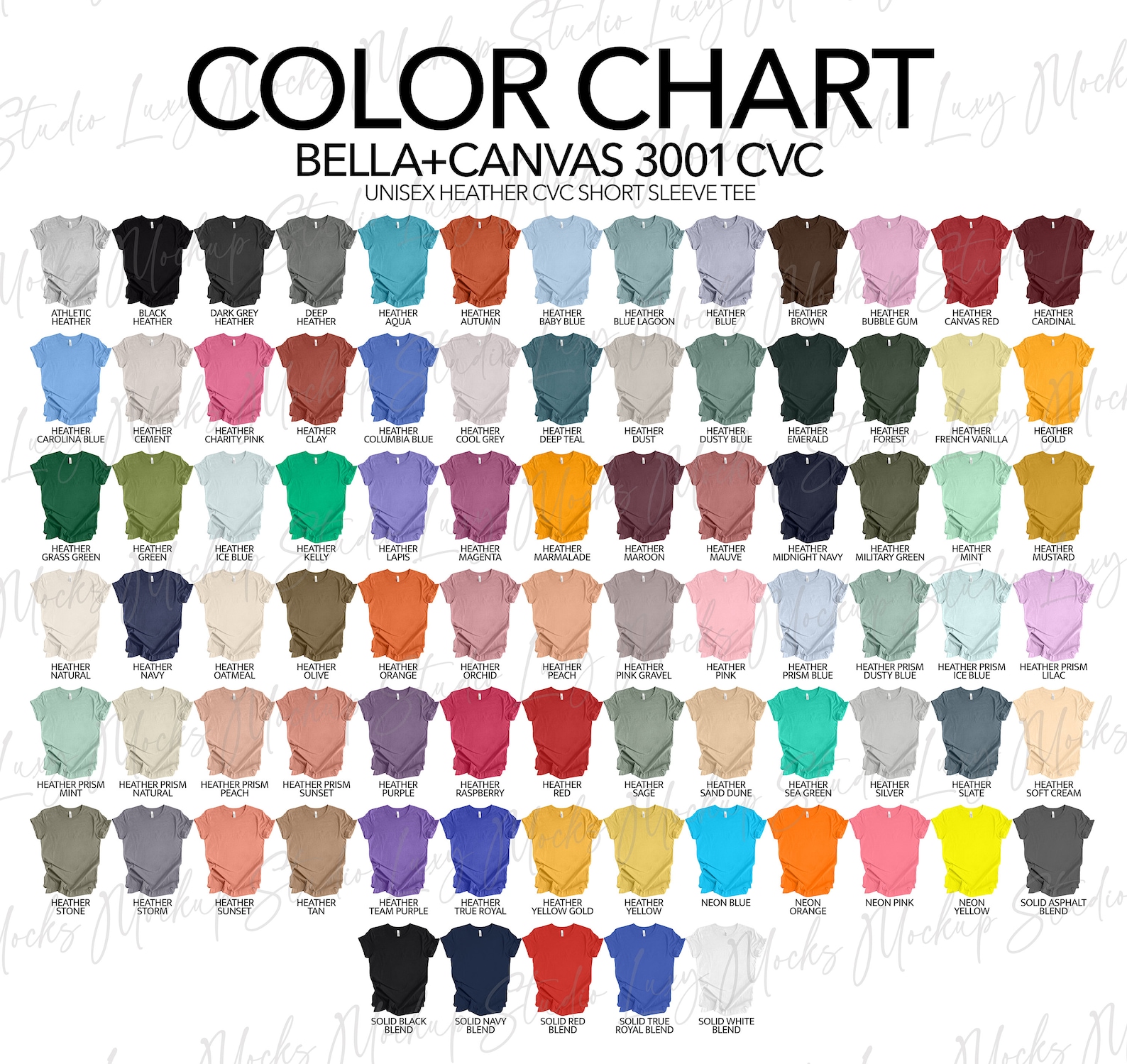 Editable Color Chart Bella Canvas 3001 145 PNG Transparent - Etsy