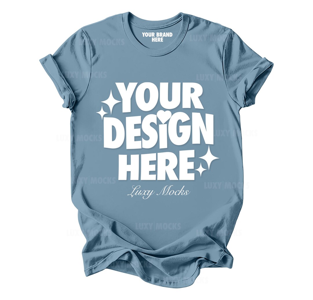 Stone Blue Gildan 64000 T-shirt Mockup: Unisex Flat Lay (JPEG File) - Etsy