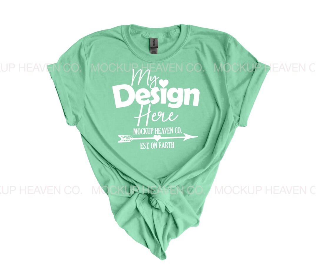 Gildan 64000 Mockup Mint Green G640 Women's T-shirt Mockup for Print on ...