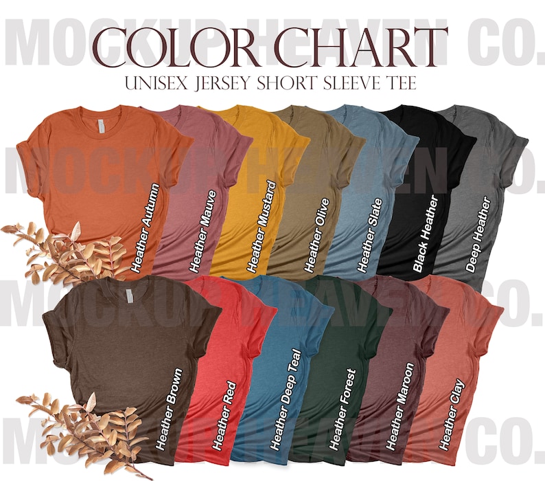 Bella Canvas 3001 Color Chart Fall Colors CVC Heathers - Etsy