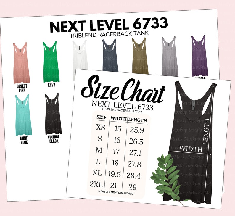 Next Level 6733 Front and Back PNG Transparent Mockup Bundle + Color ...