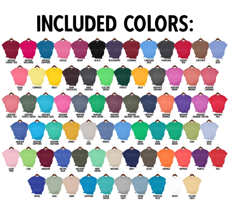 73 Colors Diy Color Chart For Gildan 64000 G640 Softstyle Etsy