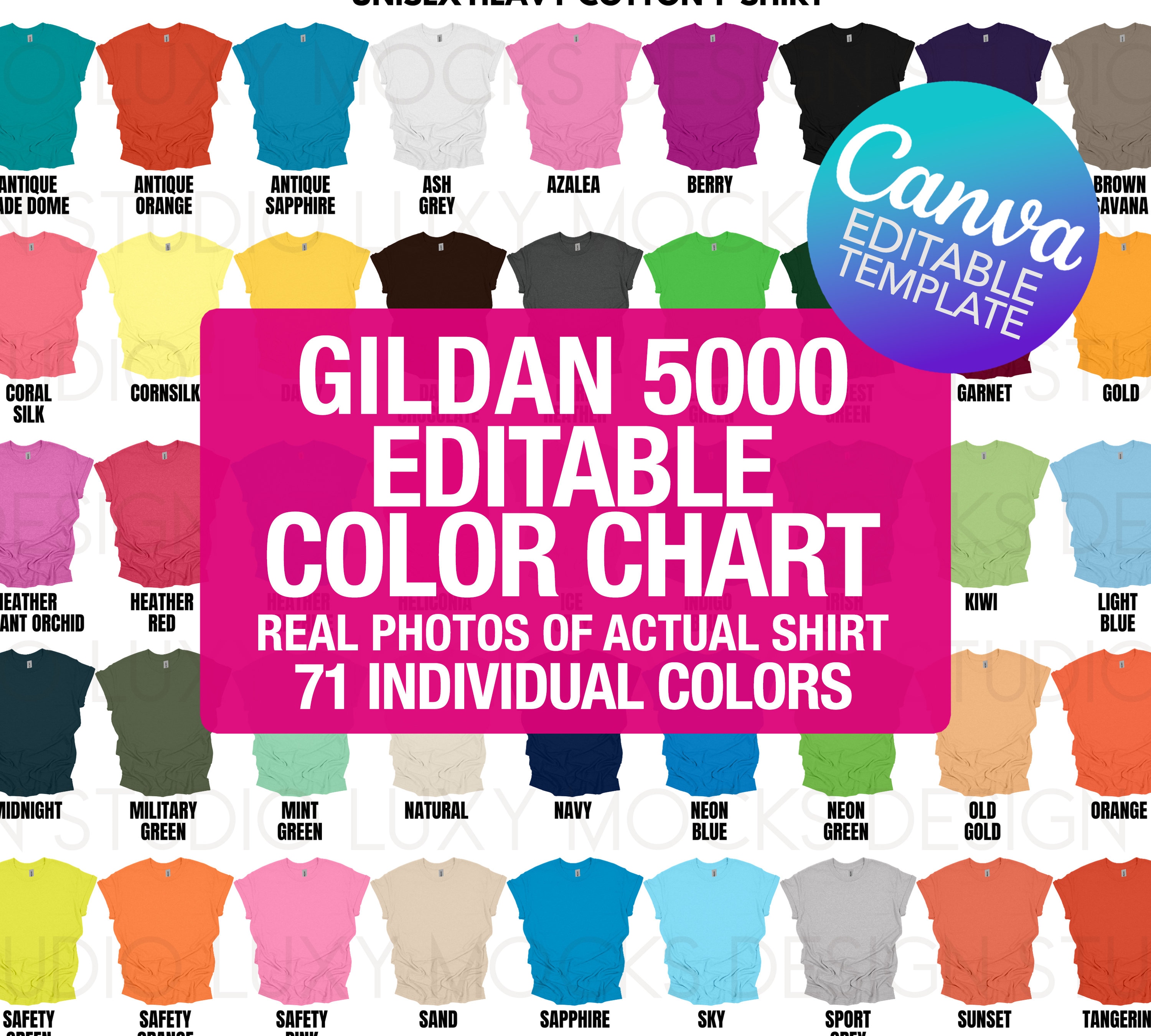Gildan G5000 Color Chart