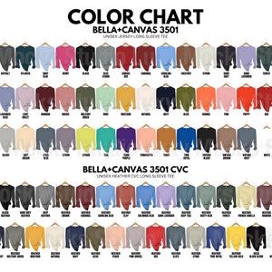 Bella Canvas 3501 Editable Color Chart Canva Template Women's Long ...