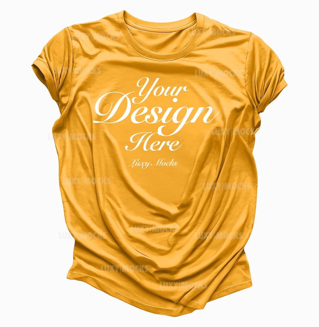 Gold Gildan 64000 G640 T-shirt Mockup Body Shape Tee Mockup Unisex Men ...