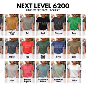 Next Level 6200 T-shirt Color Chart & Size Chart (digital Download) - Etsy