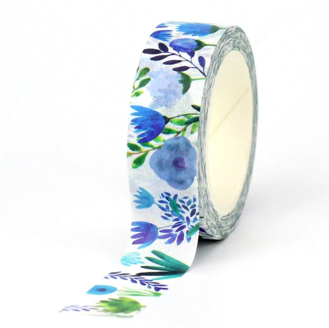Indigo Blues Floral Washi Tape Spring Washi Blue Washi - Etsy