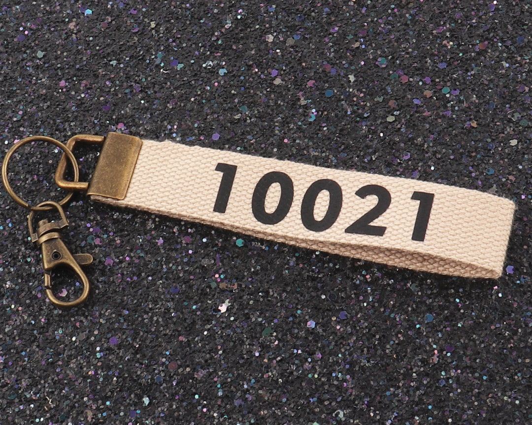 Personalized Zip Code Canvas Wrist Keychain,custom Bronze Key Fob ...